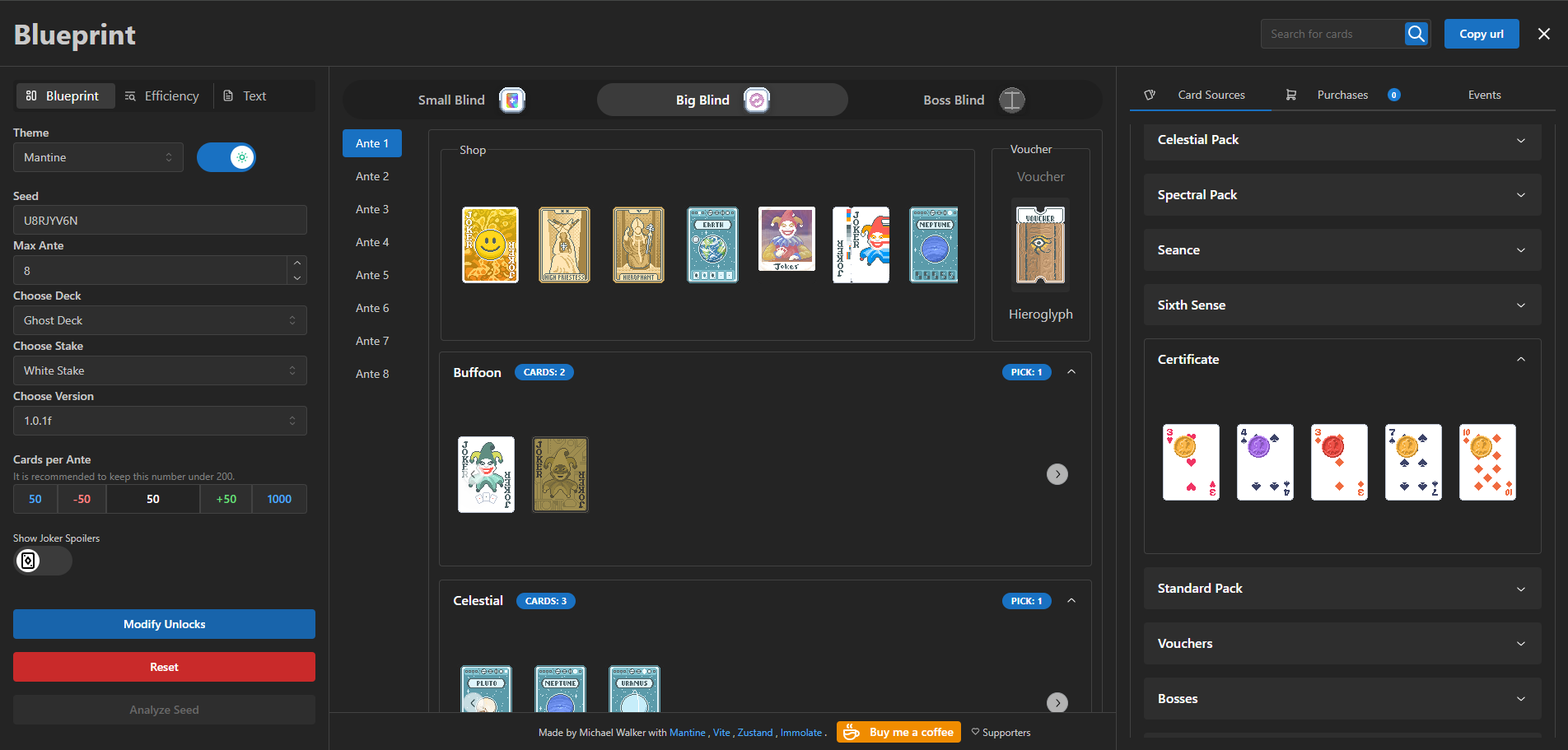 Blueprint | Balatro Seed Analyzer, Queues Viewer & Seed Maps